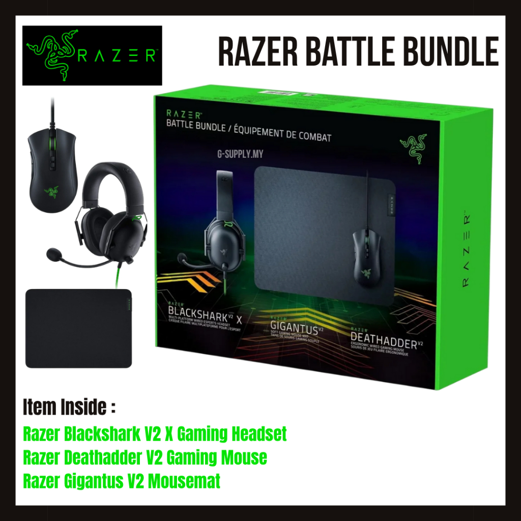 RAZER BATTLE BUNDLE Set Gaming V2 Headset Blackshark Deathadder Mouse ...