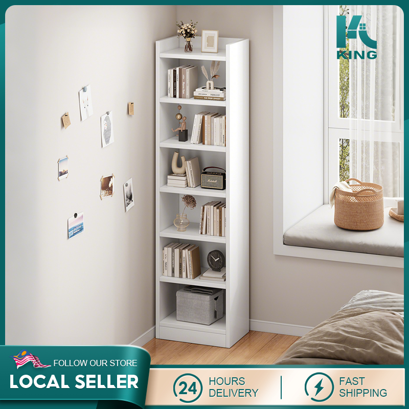 Floor Ceiling Bookshelf Wooden Rack Almari Buku Storage Rack Multi ...