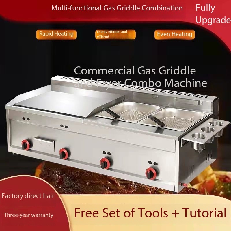 All new Commercial stainless gas type griddle with deep fryer kitchen ...