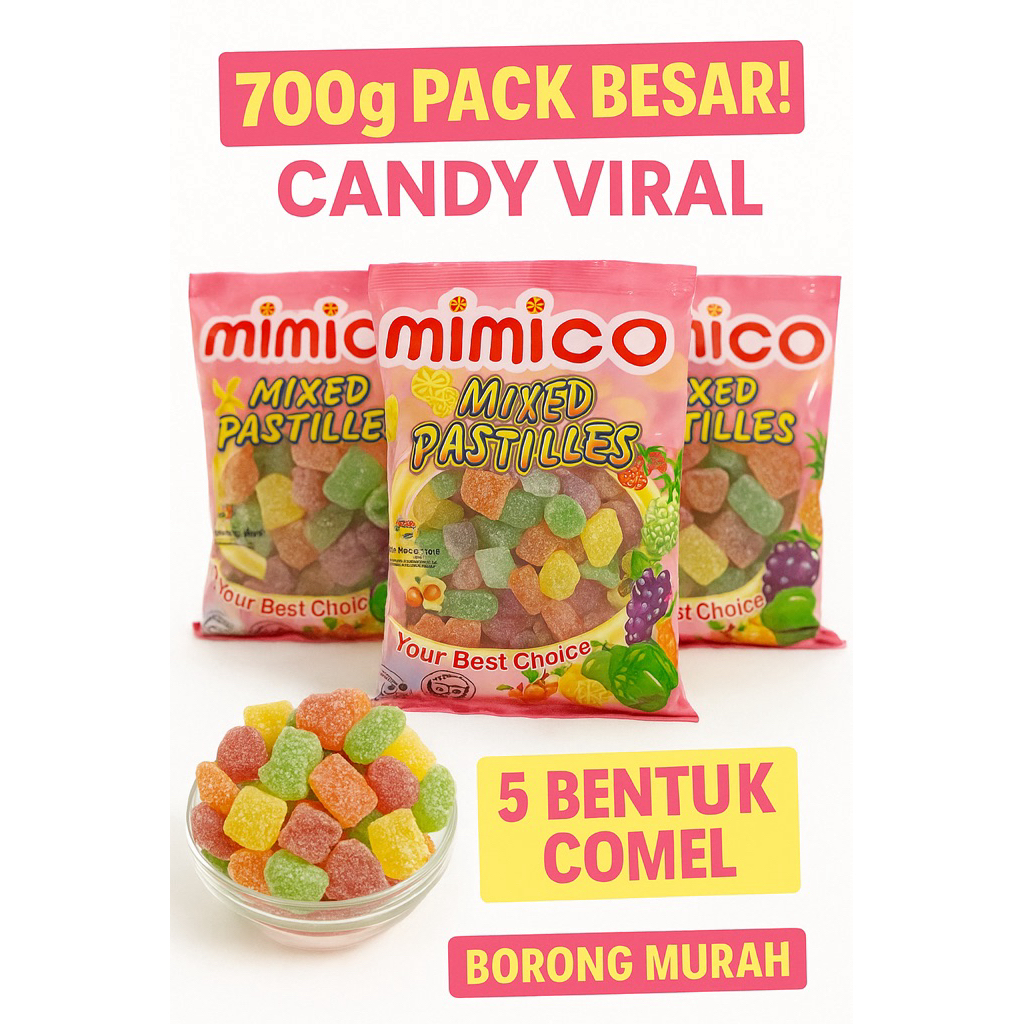 🍬 Mimico Gula Gula Buah Gummies 700g Jelly Bean Manis Viral Jajan ...