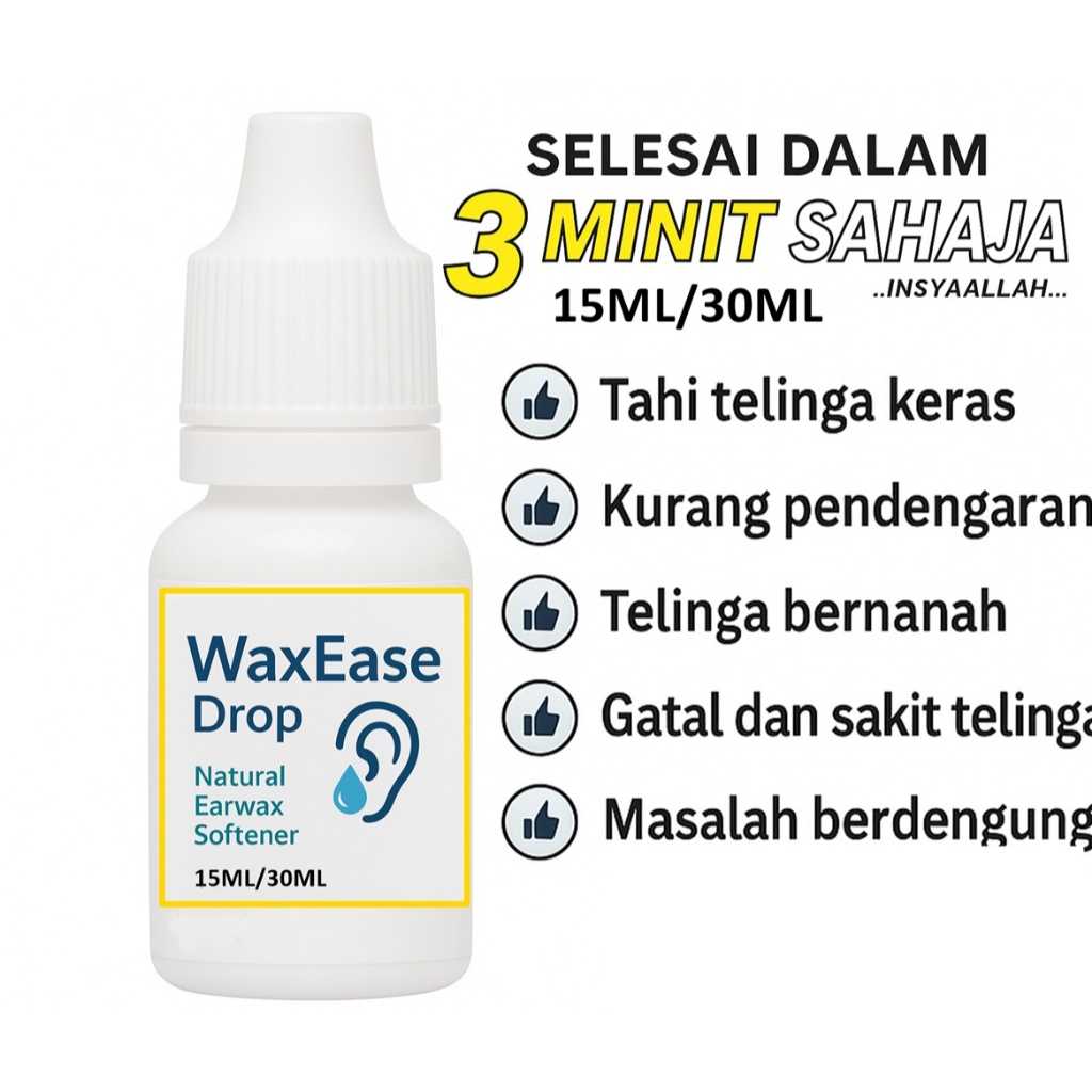 Pencuci Telinga 15ml/30ml-HERBA MORINGA Mujarab Earwax Cleanser Remover ...