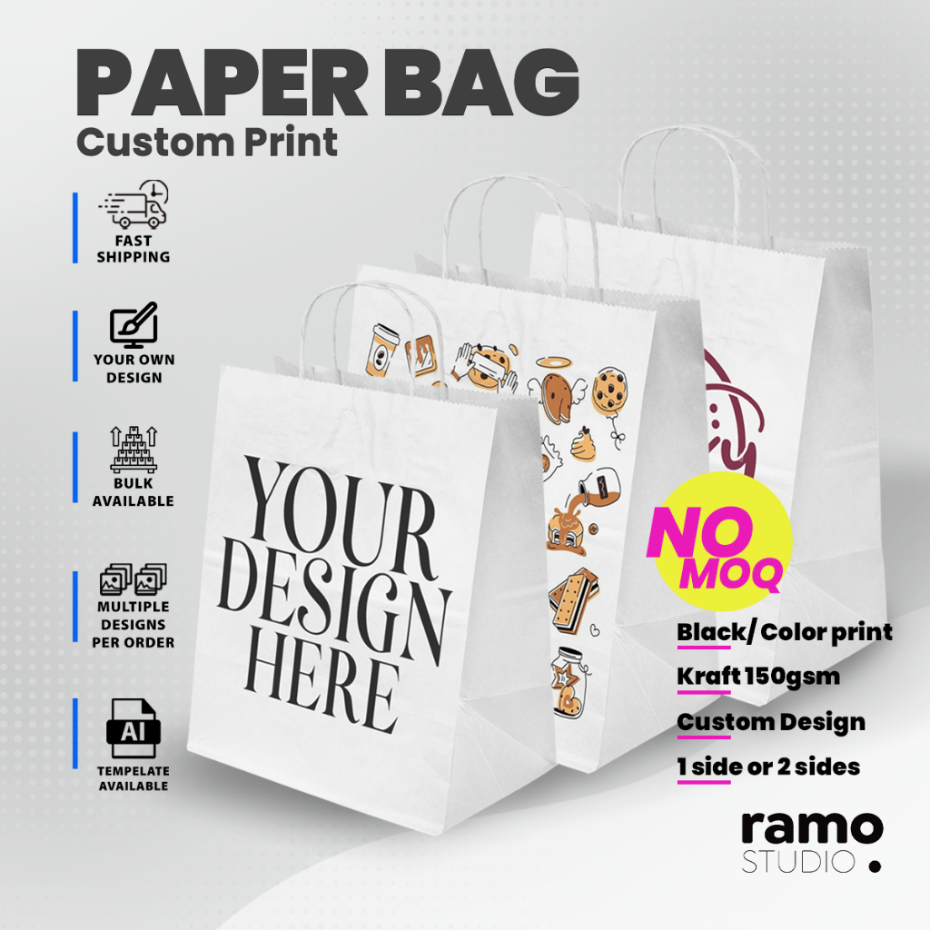 White Paper bag custom design print | Bag Custom | Printing paper bag ...