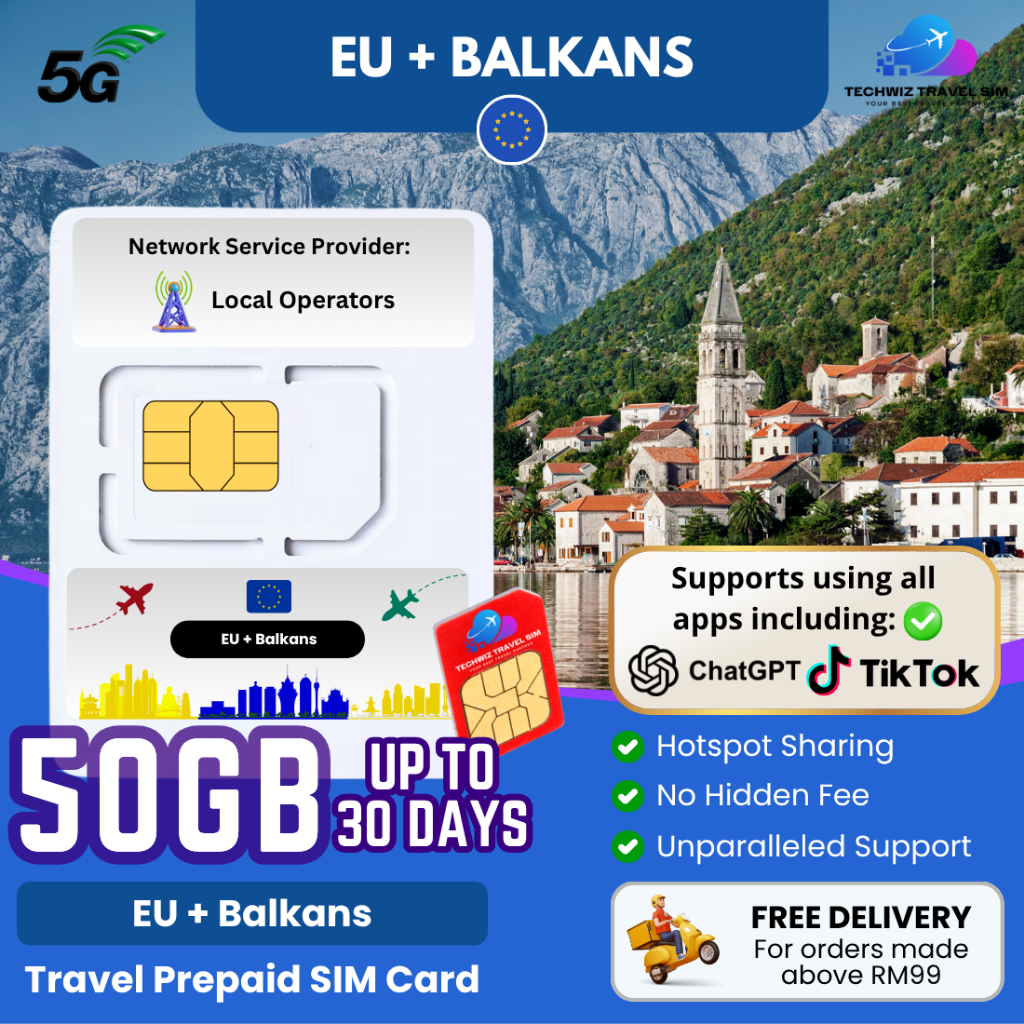 【EU + Balkans SIM Card】【Bosnia Montenegro and more】【Unlimited Data ...