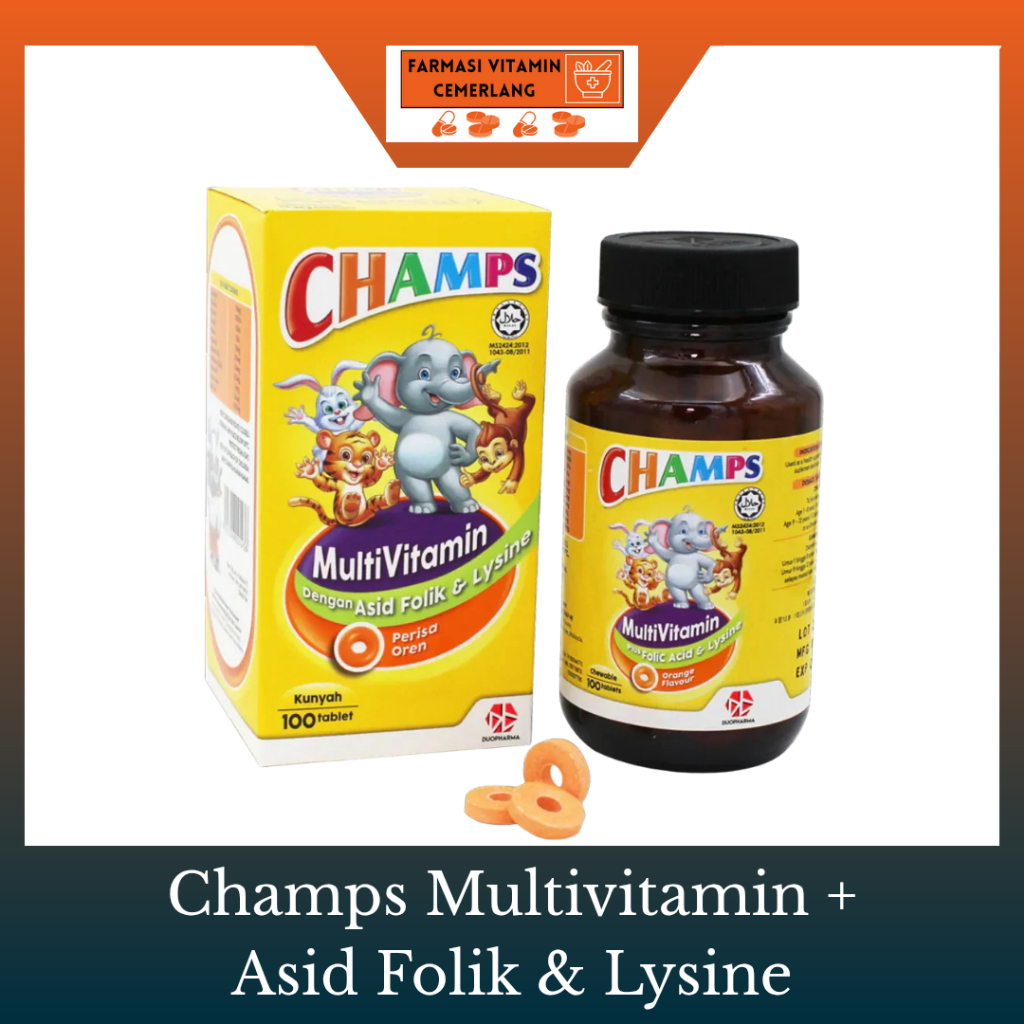 Champs Multivitamin Plus Folic Acid & Lysine | 60 tablets | Exp 11/2026 ...