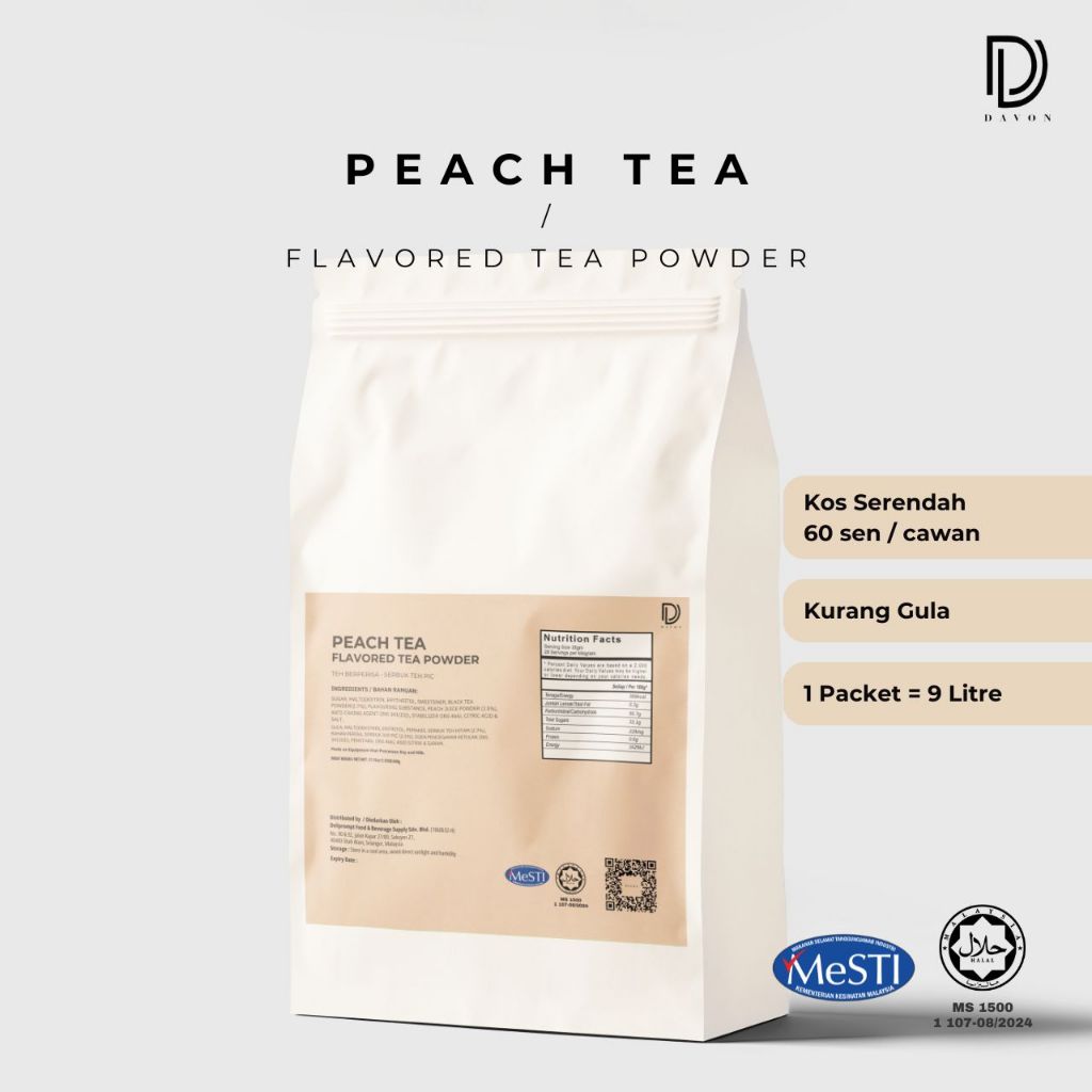 Davon - Refreshing Flavored Tea Powder Premix Peach Tea 600GM PER PACK | Shopee Malaysia