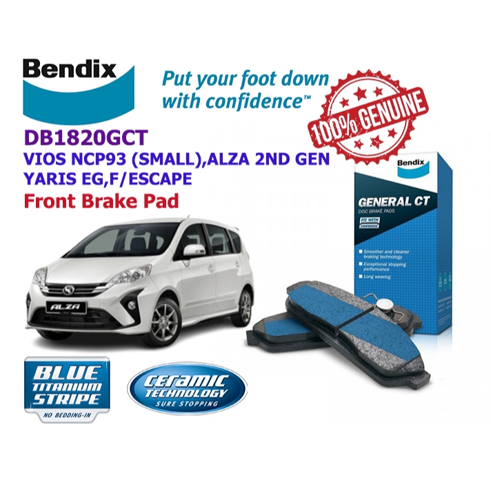PERODUA ALZA 2014, TOYOTA VIOS NCP93 J/E SPEC FRONT BENDIX BRAKE PAD ...