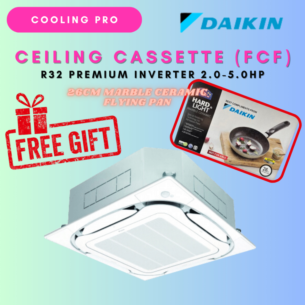 DAIKIN 2.0-5.0HP Inverter Ceiling Cassette Air Conditioner FCFC or FCF ...