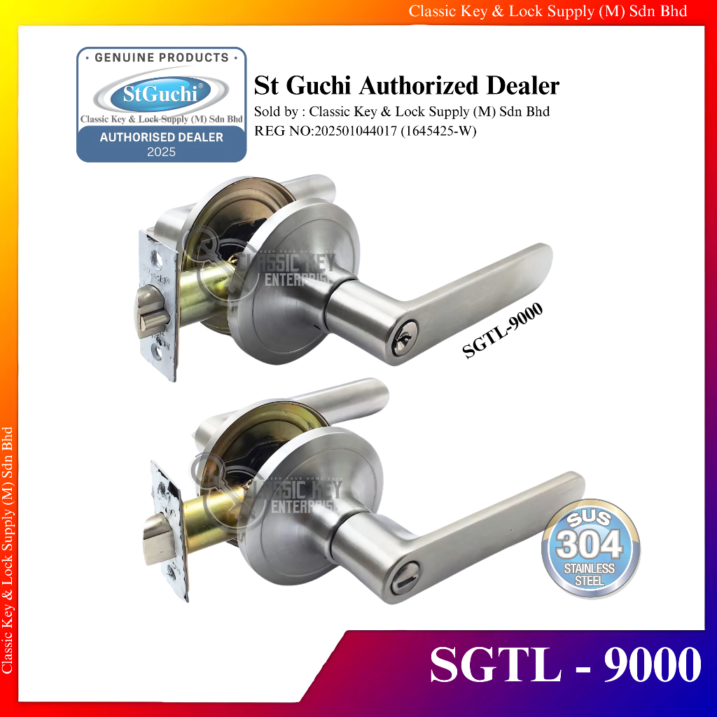 ST GUCHI TUBULAR LEVER LOCK SET SGTL9000 SILVER | Shopee Malaysia