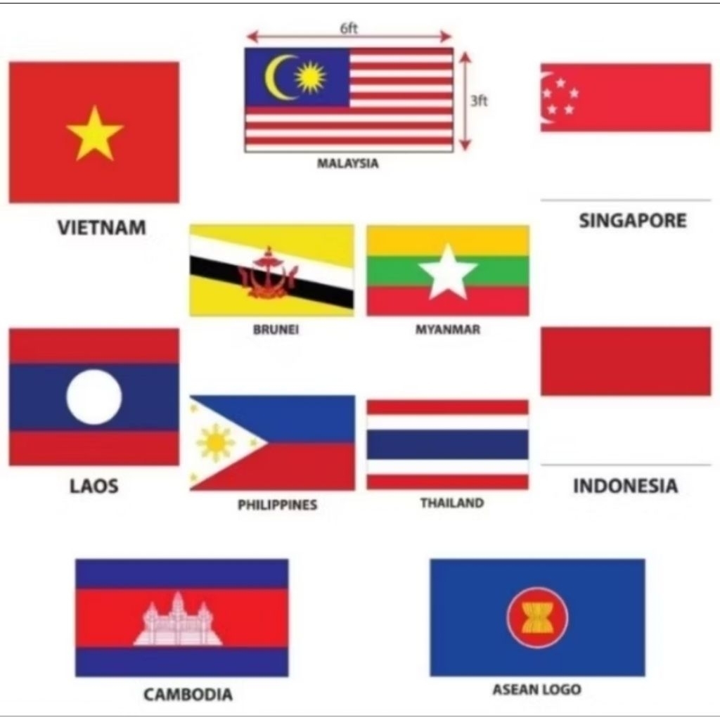 Asean Flag / Bendera Flag 3x6ft, Polymesh | Shopee Malaysia