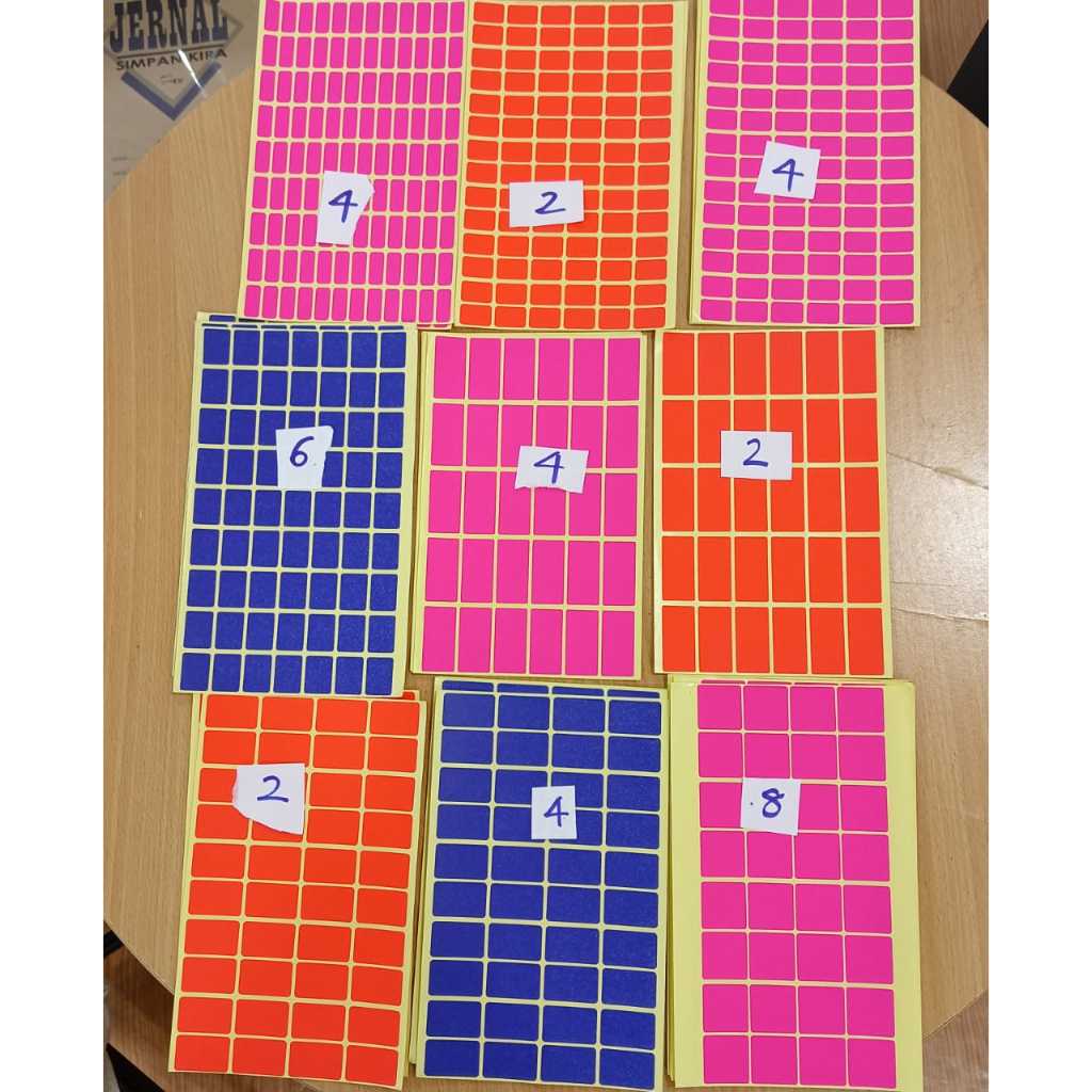 36 Sheets Rectangle Self Adhesive Color Label Sticker (Random given ) 1 ...