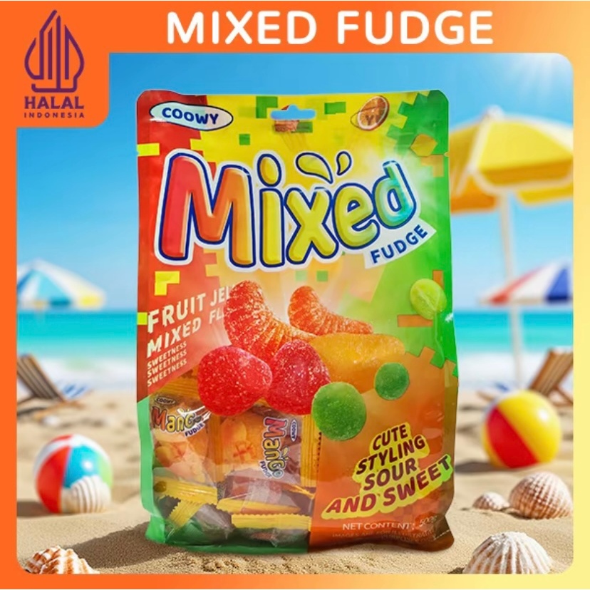 Coowy[COD]Mixed Fudge Gummy 500g Gula-gula Bergetah Buah Aneka Halal ...