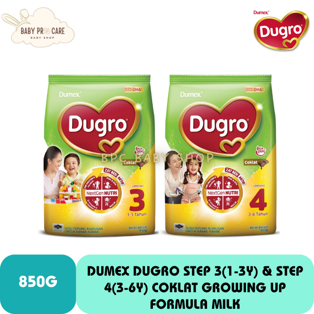 DUMEX DUGRO Step 3 & Step 4 Growing Up Formula Milk 850g (COKLAT ...