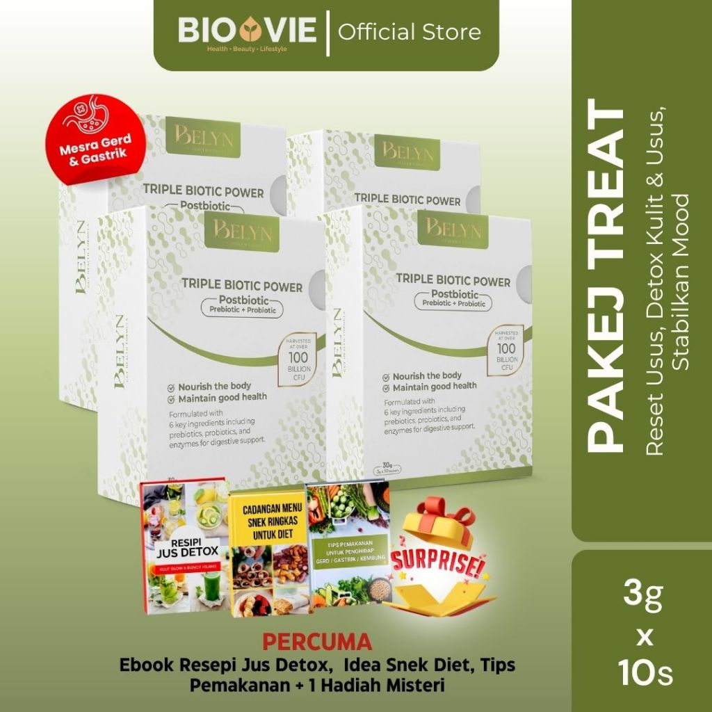 🔥BELYN TRIBIOTIC🔥Treat 4 box | Pre+Pro+Postbiotic |Detox + Supress ...
