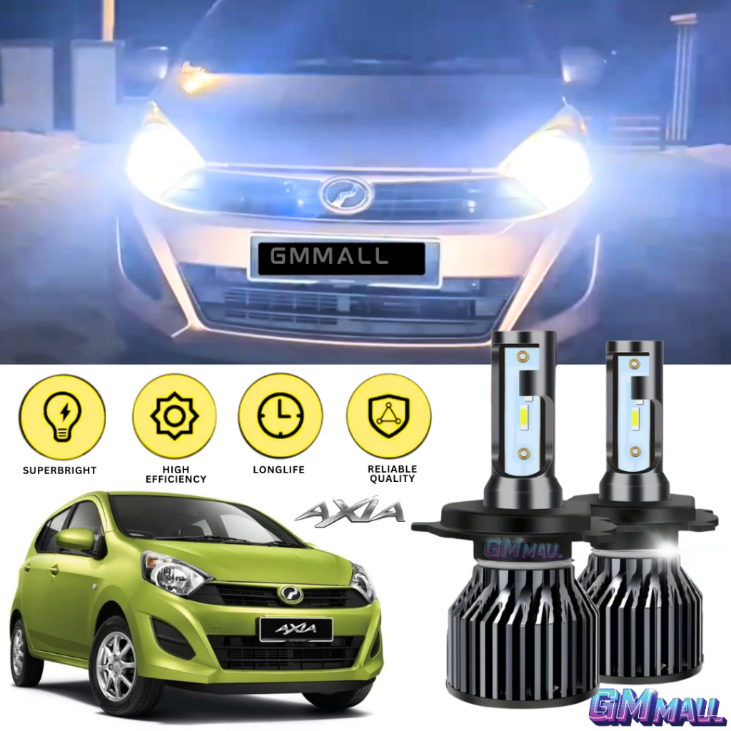 LAMPU Besar Perodua Axia Depan LED H4 LED Headlamp Headlight LED Kereta ...