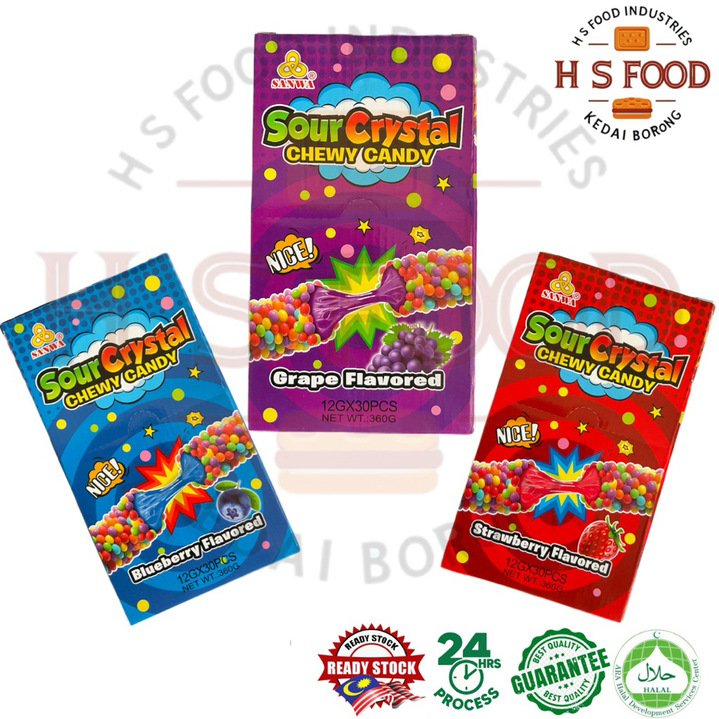 (3pcs/30pcs) Sour Crystal Chewy Candy Grape / Strawberry / Blueberry ...