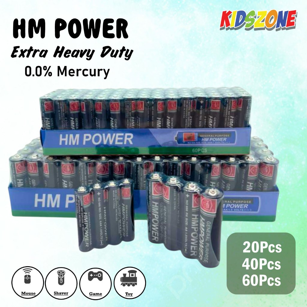 HM POWER General Purpose Heavy-Duty Battery 1.5V AA R6C AAA R03/Bateri ...