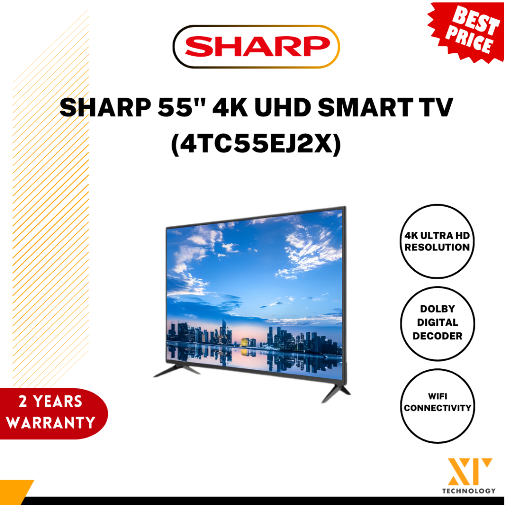 SHARP 55" 4K UHD SMART TV (4TC55EJ2X) | Shopee Malaysia