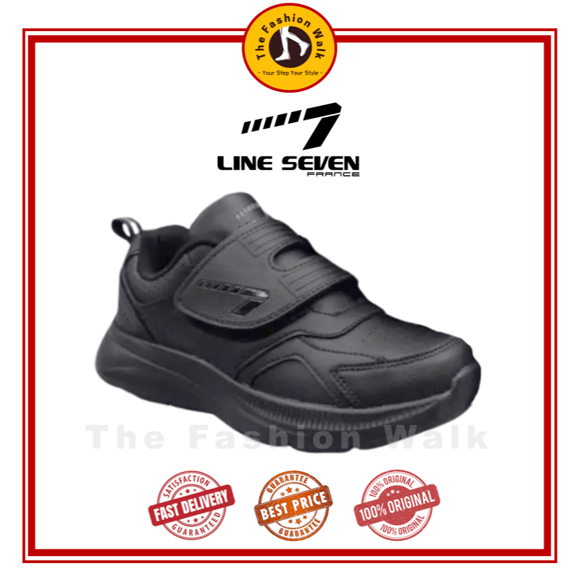 LINE SEVEN Kasut Sekolah Hitam Ringan PVC | LINE 7 FULL PVC Lightweight ...