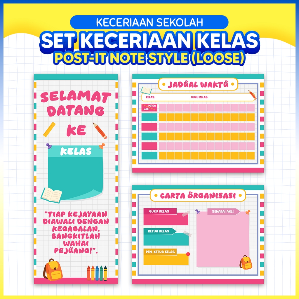 Set Keceriaan Kelas - Tema Sticky Note / Post-it Note | Carta ...