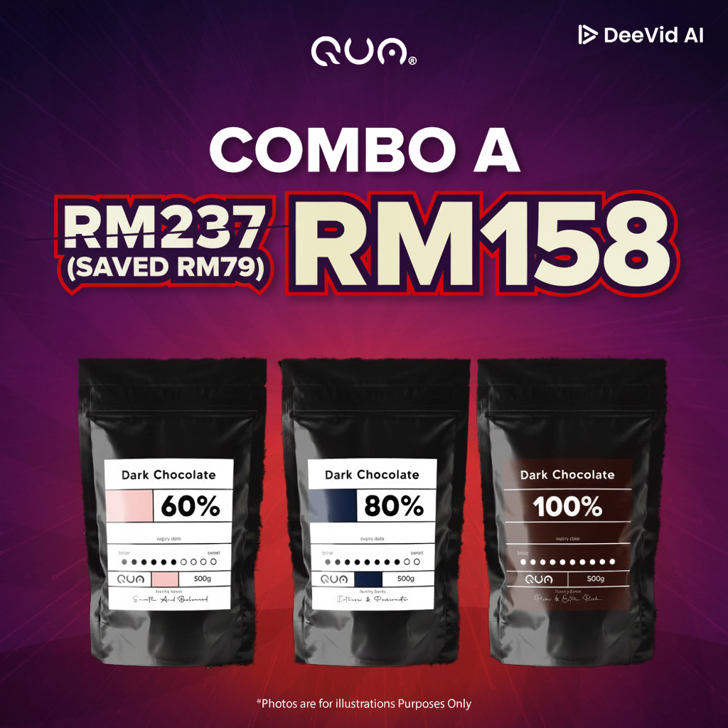 QUA DARK CHOCOLATE COMBO A (QUA Dark Chocolate 500g x 3 pkts) | Shopee ...