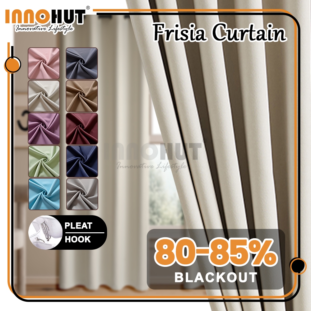 [1PC | Hook Type] Innohut 80% Blackout Frisia Design Langsir Tingkap ...