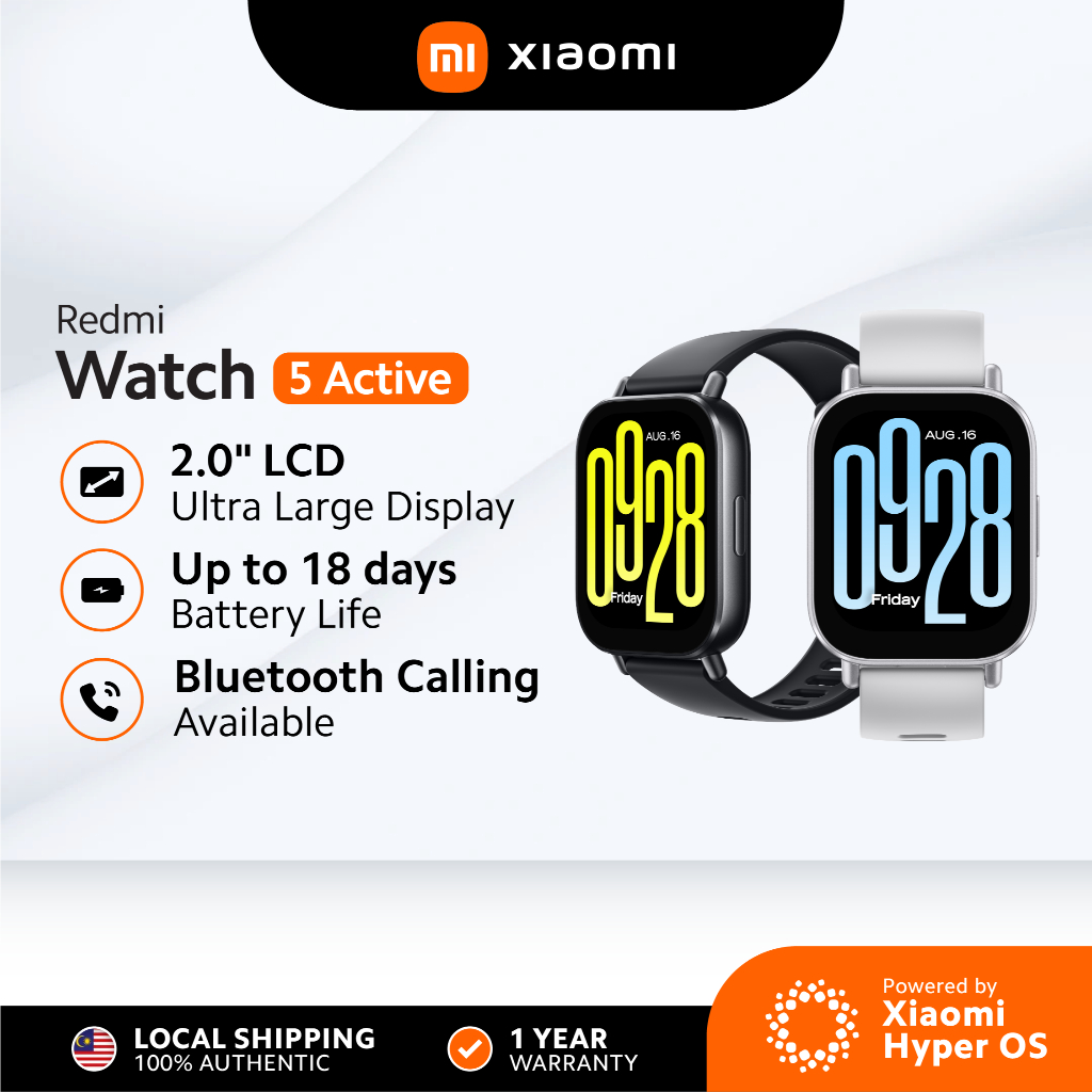 Redmi Watch 5 Active | Ultra-Large LCD Display | Bluetooth Phone Call ...