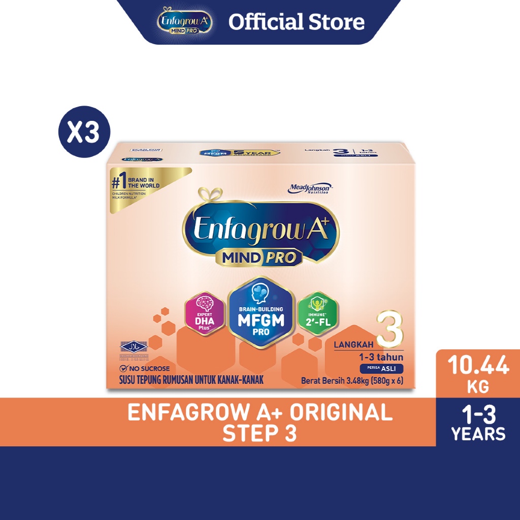 [Bundle of 3] Enfagrow A+ Step 3 - Original Susu Milk Formula Powder (3 ...