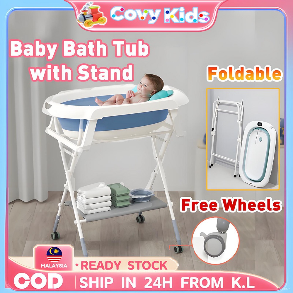 Newborn Baby Bath Tub with Stand Foldable Bath Tub Stand Support Besen ...