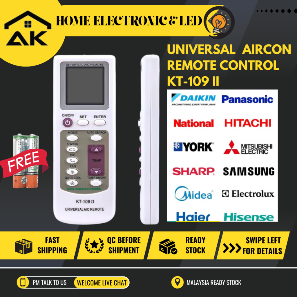 QUNDA Universal Aircon Remote Control KT-109 II Universal AIR ...