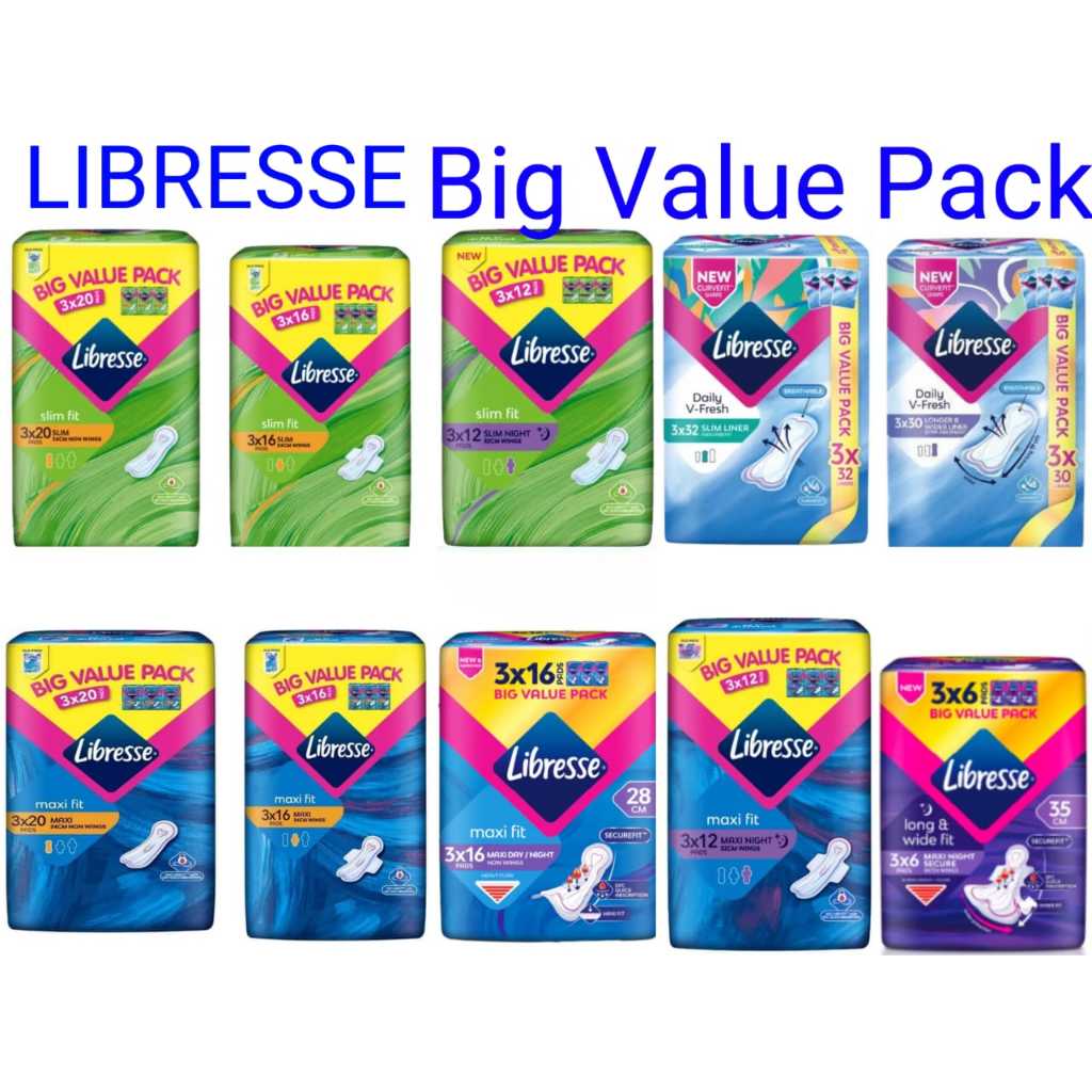 Libresse Big Value Pack Wings -Non Wings Slip fit Panty Liner Maxi Fit ...