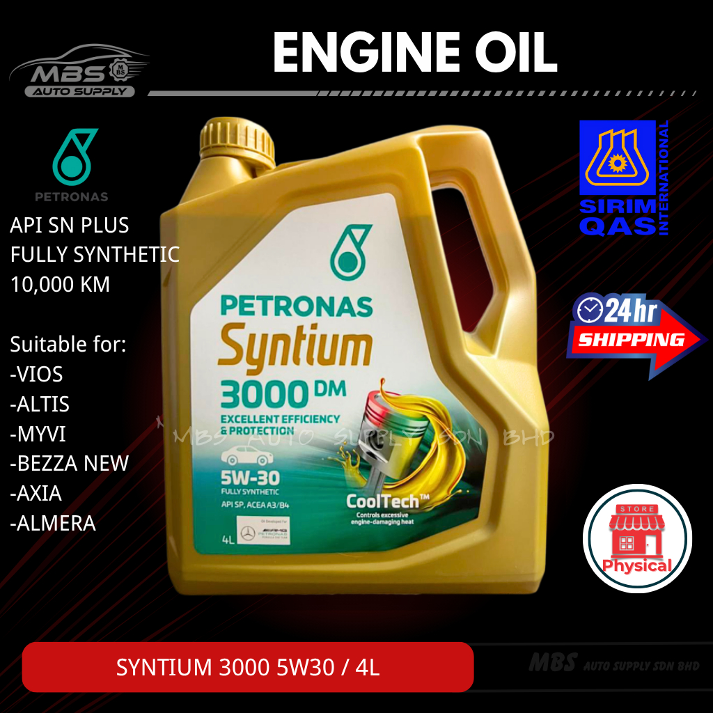 Petronas Engine Oil Syntium 3000 5W30 4Liter Fully Synthetic Vios Altis ...