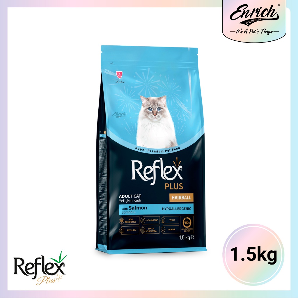 Reflex Plus Premium Adult Cat Food – Hairball Care 1.5kg/ Makanan ...