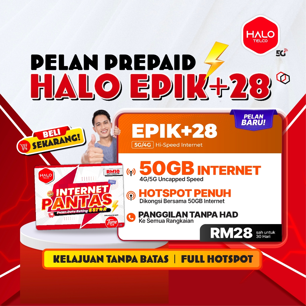 𝗦𝗜𝗠𝗞𝗔𝗗 𝗛𝗔𝗟𝗢 𝗧𝗘𝗟𝗖𝗢 𝗧𝗨𝗡𝗘 𝗧𝗔𝗟𝗞 - PREPAID RM28/BULAN - 4G/5G LINE CELCOM ...