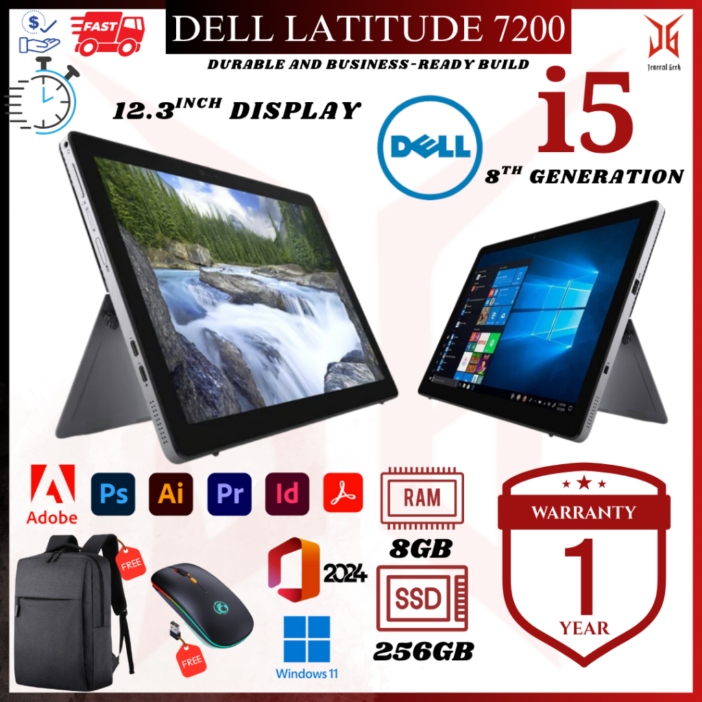 Dell Latitude 7200 TAB i5 8th Gen & 7270 TAB i7 6th Gen | 8GB RAM ...