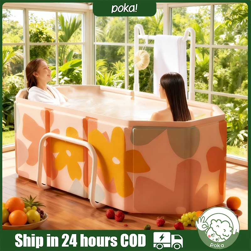 Bath Tub Foldable Bath Tub Portable PVC Towel Rack Adult Spa Bathtub ...