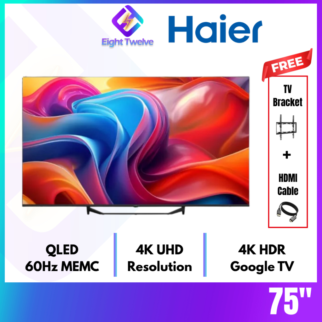 Haier QLED 50"-75" 4K UHD Google TV 60Hz MEMC H75S80FUX | Shopee Malaysia