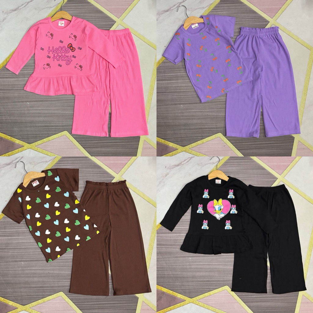 ( 1Y-12Y ) set jalan cotton pleated girl / set jalan palazo / set ...