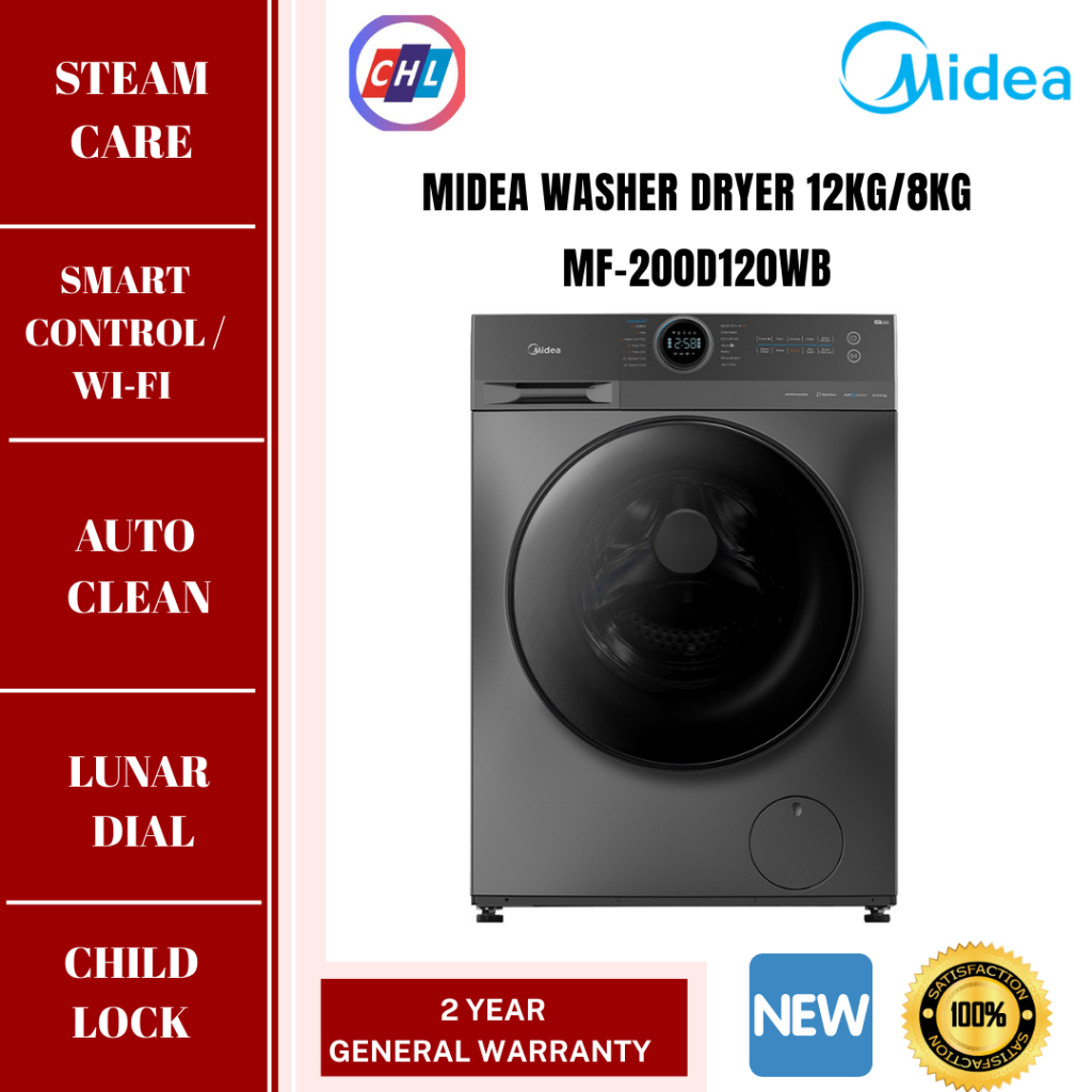 MIDEA WASHER DRYER MF-200D120WB 12KG/8KG | Shopee Malaysia