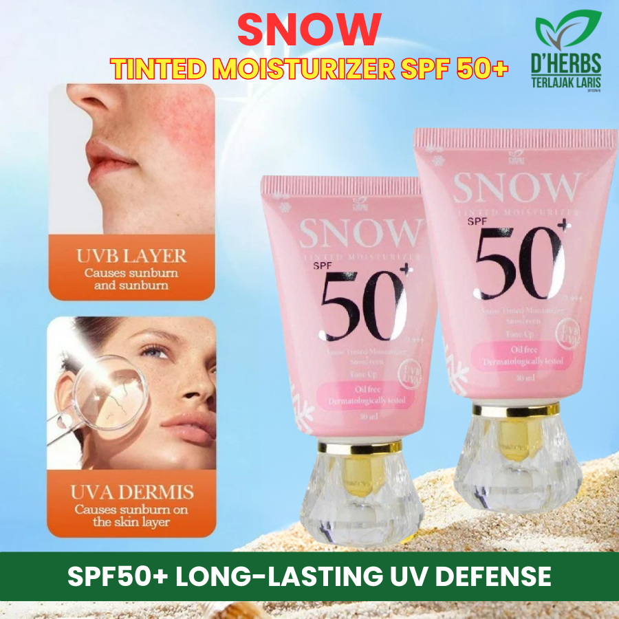 DHERBS Snow Tinted Sunscreen Halal SPF50 PA++++ Halal Tone Up ...