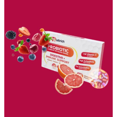 Labrich Probiotic + Prebiotic with Blood Orange and High Vitamin C ...
