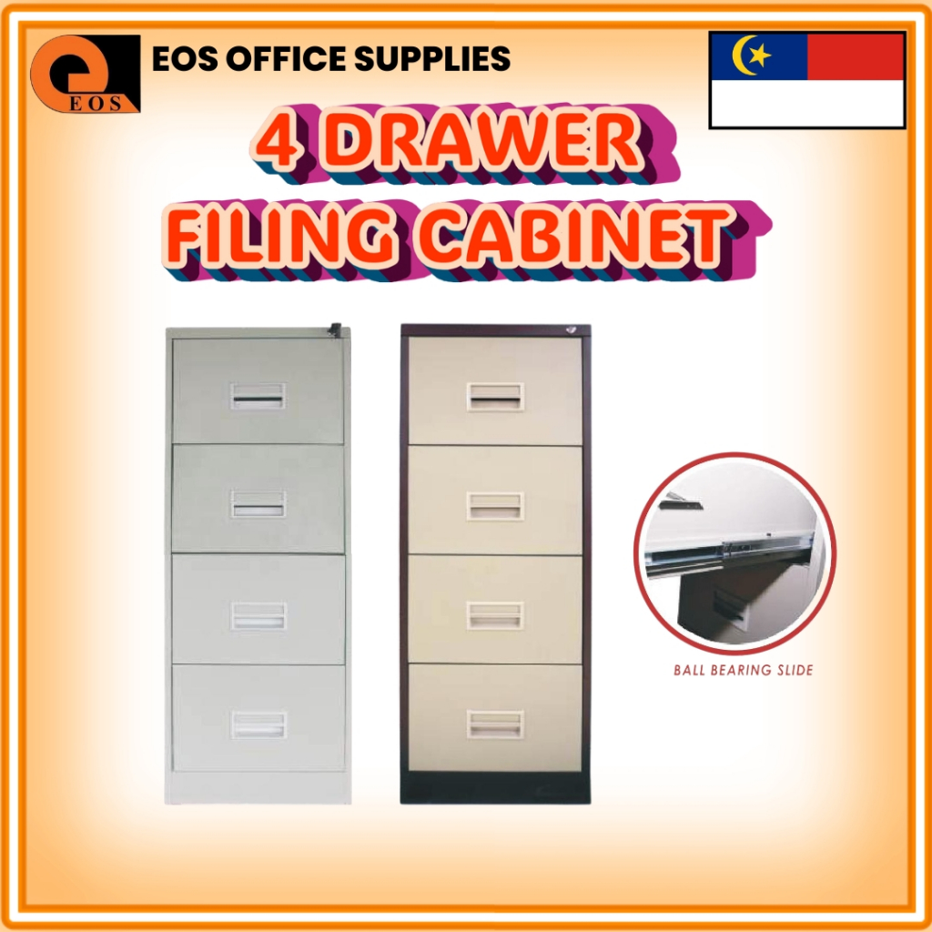 (Melaka) 4 Drawer File Cabinet Steel Drawer Filing Metal Cabinet ...