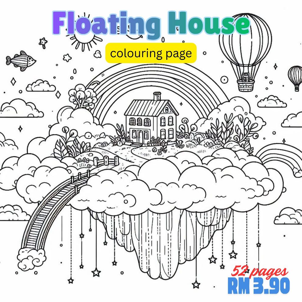 [DCB012] Digital Colouring Page - Floating House (52pg) | Shopee Malaysia