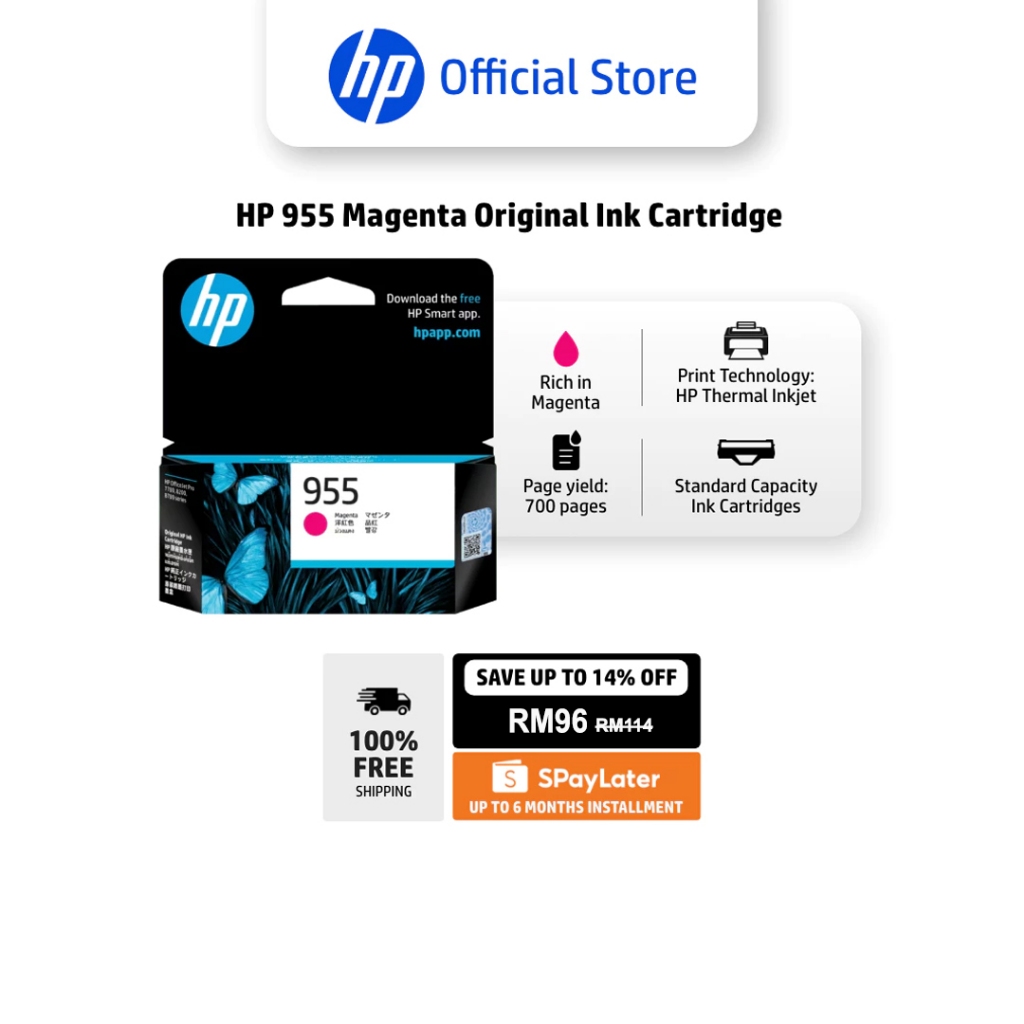 HP 955 Magenta Original Ink Cartridge / HP OfficeJet Pro 7720 , 7730 ...
