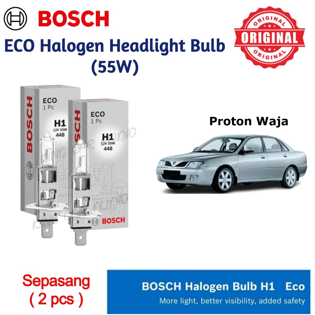 [Proton Waja] Sepasang 55W BOSCH Eco Halogen Car Headlamp Bulb 12V H7 ...
