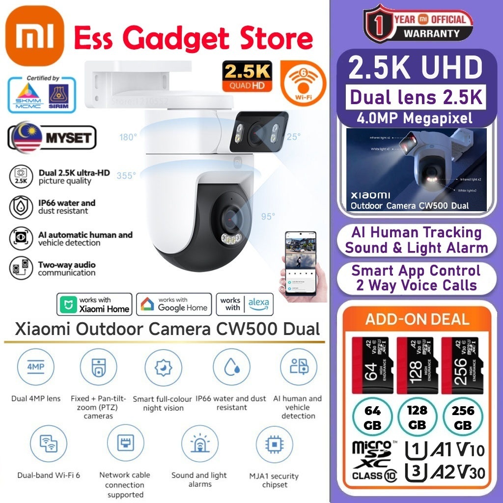 Xiaomi CCTV Outdoor Camera CW500 Dual | 4MP Dual 2.5K Ultra HD | AI ...