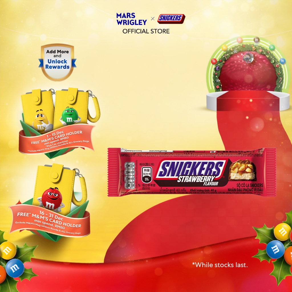 Snickers Strawberry Single 40g Chocolate / Recharge / Snacks | Shopee ...