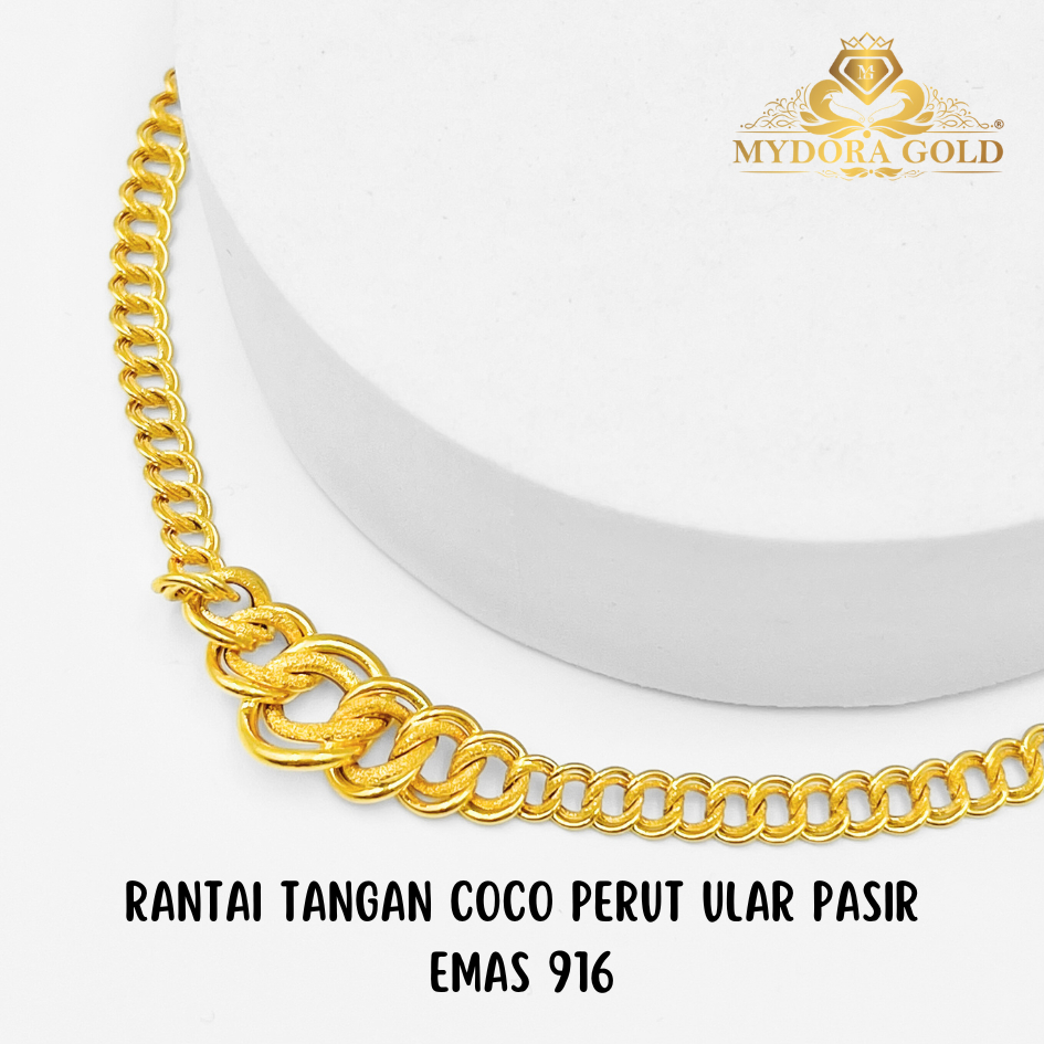 MYDORA Rantai Tangan Coco Perut Ular Pasir | EMAS 916/22k | Shopee Malaysia