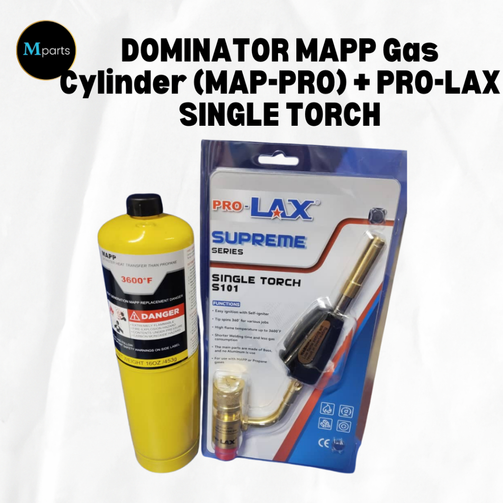 MpDOMINATOR MAPP Gas Cylinder 16Oz/453.6g (MAP-PRO) + Pro-Lax Single ...