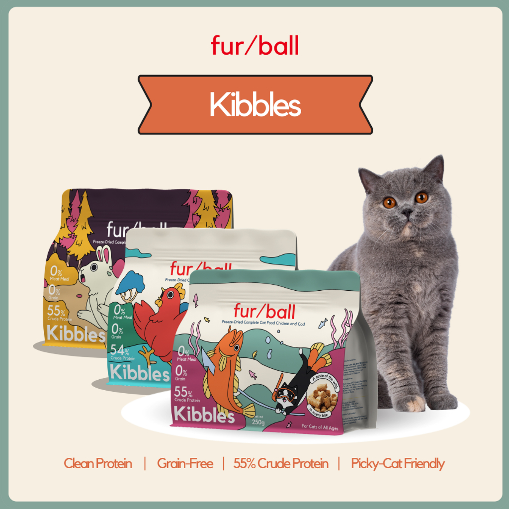 fur/ball Freeze-Dried Kibbles (250g) – Chicken / Cod Fish / Rabbit ...