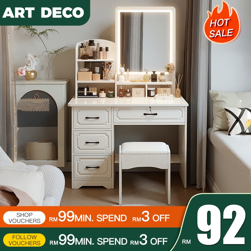 Almari Makeup Dressing Table Makeup Table With LED mirror Meja Solek ...